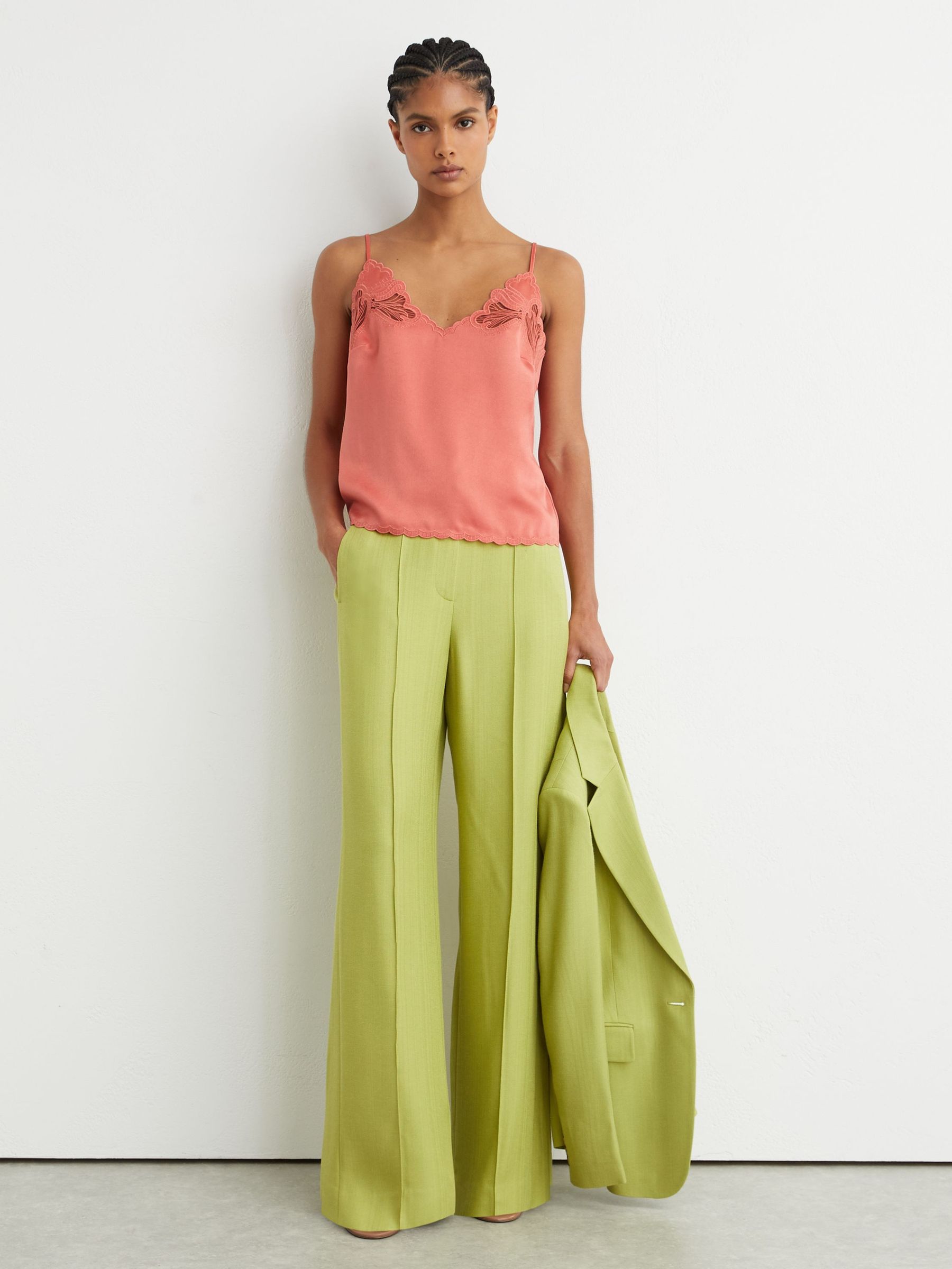 REISS Reiss Joanie Satin Camisole with Lace Detail